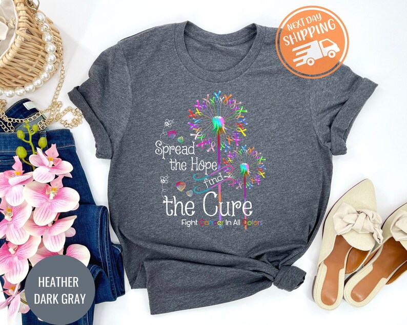 Ribbon Cancer Awareness Shirt, Spread Hope Find Cure, Cancer Supporters ...