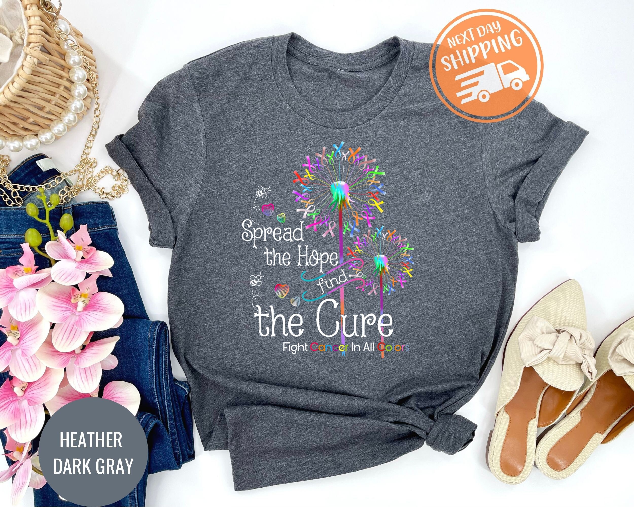 Ribbon Cancer Awareness Shirt, Spread Hope Find Cure, Cancer Supporters ...