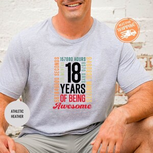 18 Years of Being Awesome Shirt, 18th Birthday Tee, Birthday T Shirt ...