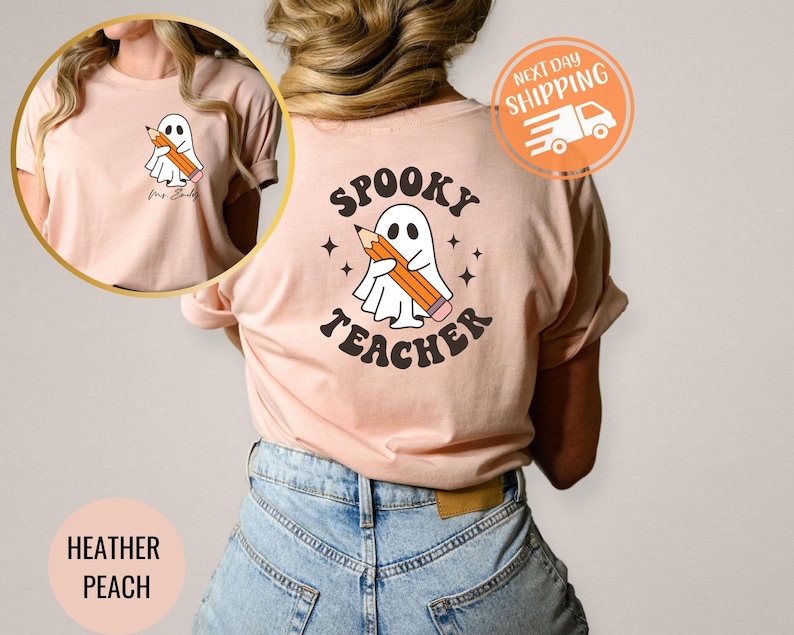 Custom Halloween Teacher T-shirt, Retro Ghost Design - Etsy