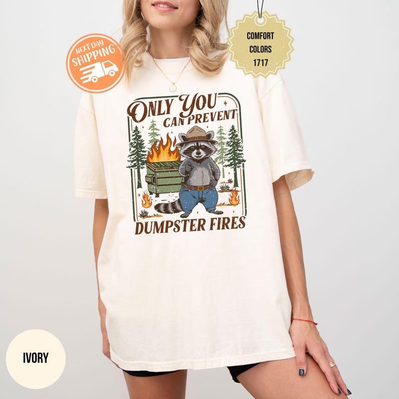 Comfort Colors Raccoon Dumpster Fire T-shirt, Funny Sarcastic Humor Tee ...