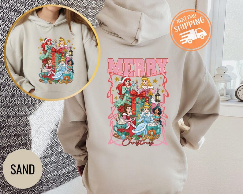 Disney Princesses Xmas Sweatshirt, Disney Christmas Girls Squad Hoodie ...