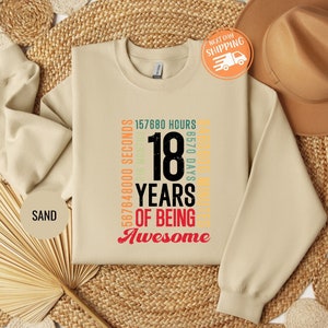 18 Years of Being Awesome Shirt, 18th Birthday Tee, Birthday T Shirt ...