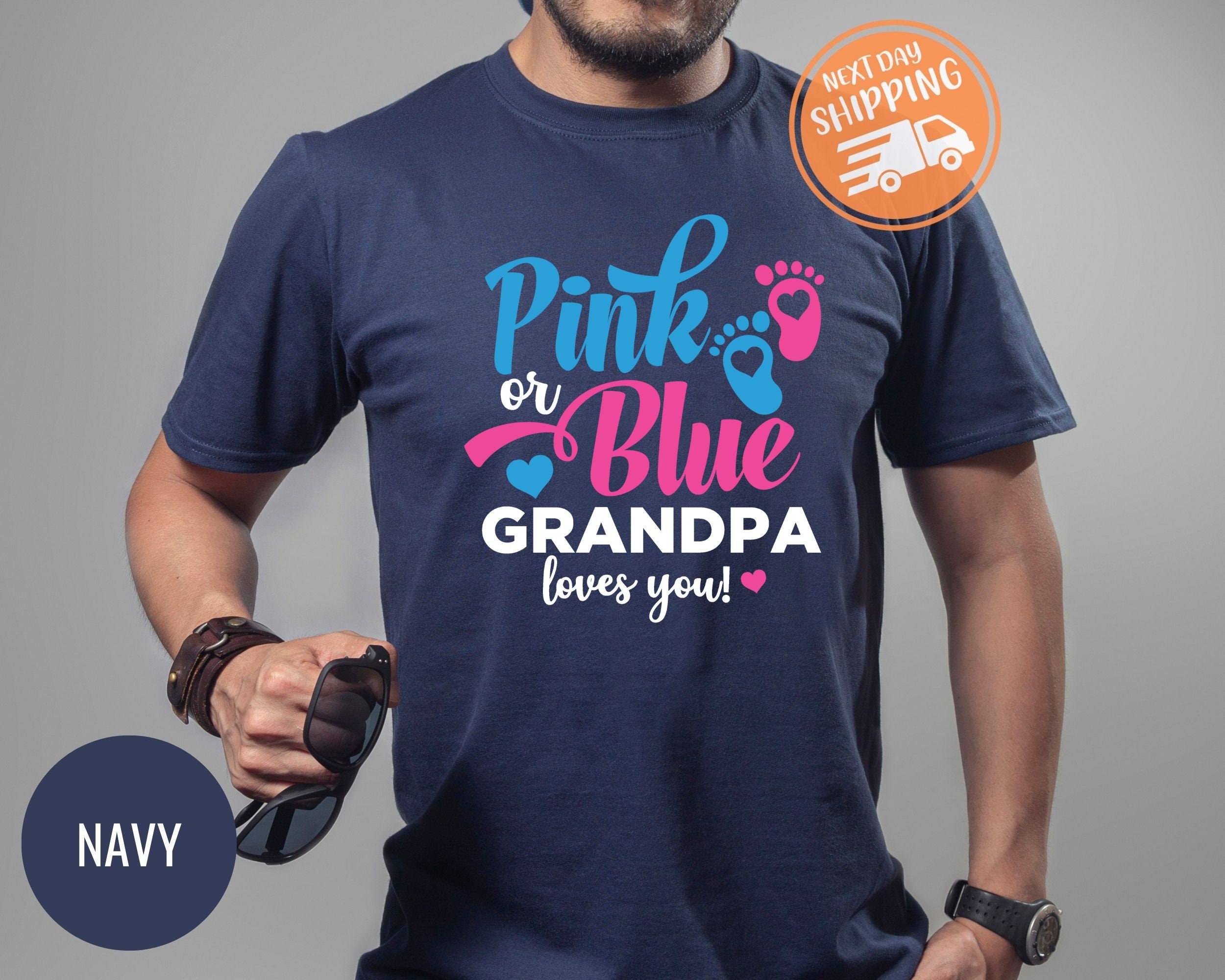 Custom Gender Reveal Family Matching Shirts, Pink or Blue Grandma Loves ...