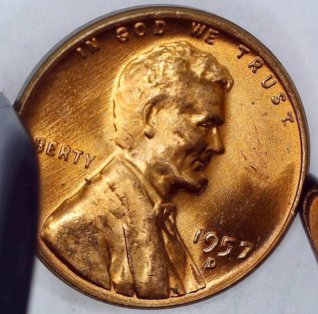 1957-D Rd Lincoln Wheat Small Cent Penny 1C Uncirculated Red - Etsy