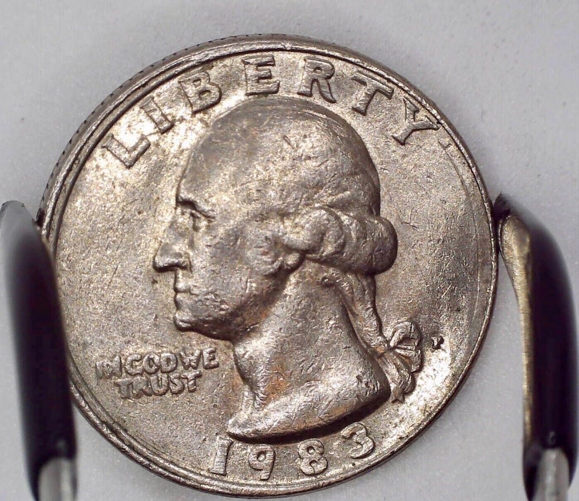 1983-P Washington Quarter 25C Massive Misaligned Die / Collar Clash ...