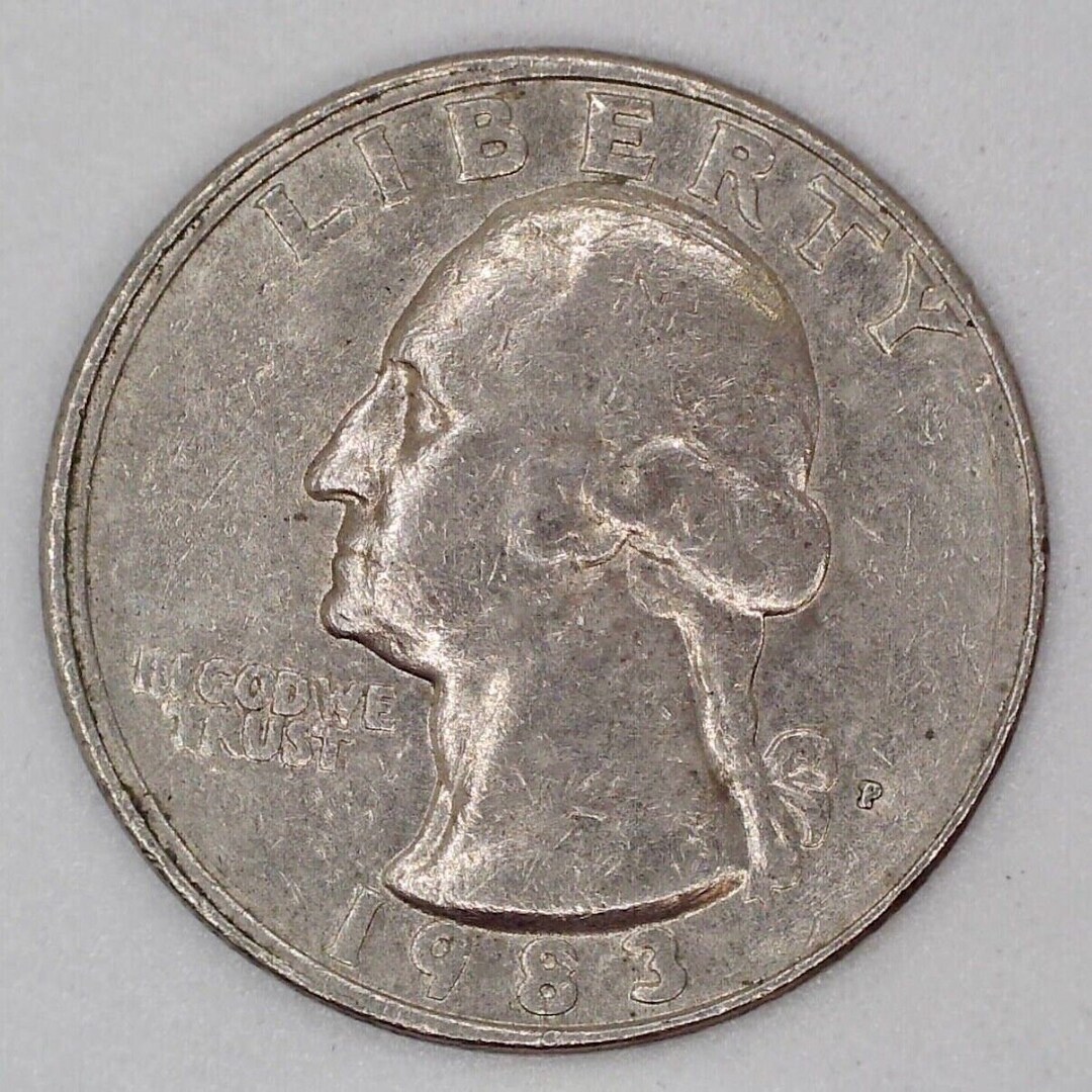 1983-P Washington Quarter 25C Massive Misaligned Die / Collar Clash ...