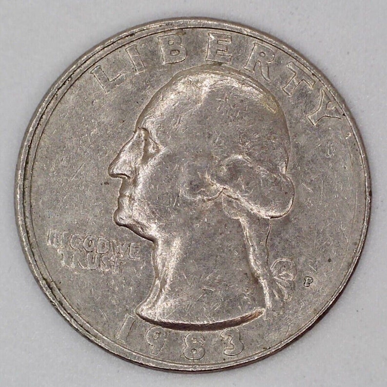 1983-P Washington Quarter 25C Massive Misaligned Die / Collar Clash ...