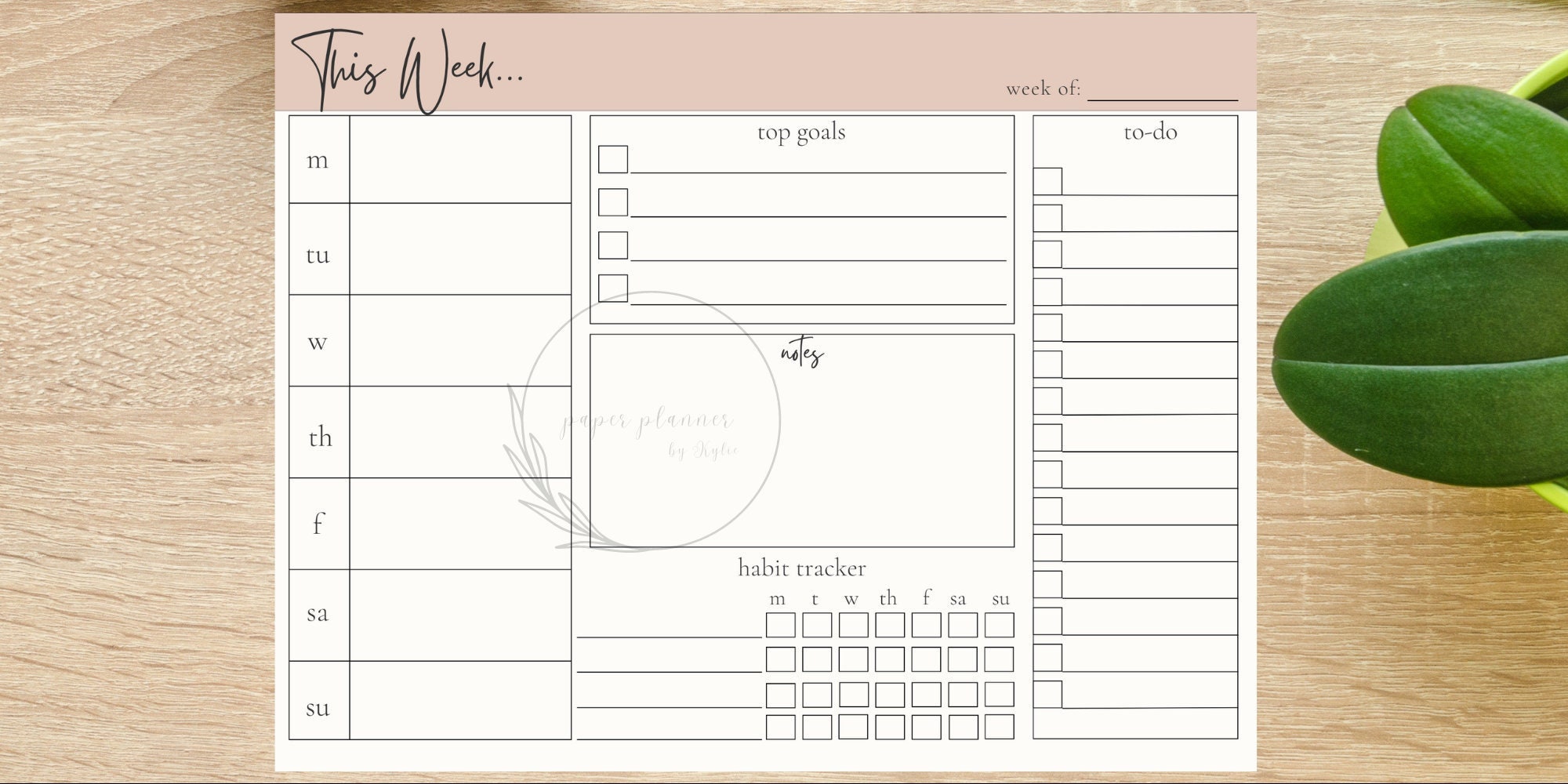 Weekly Dashboard Printable, Instant Download Printable, Weekly ...