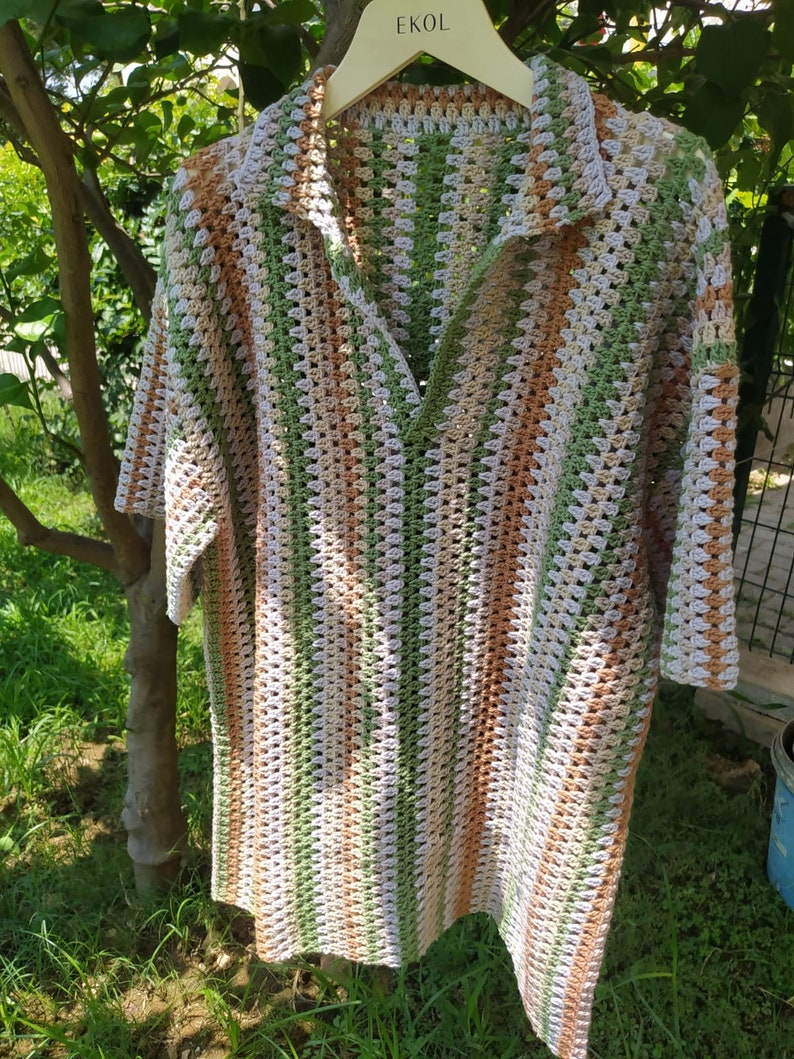 Crochet Shirt, Unisex Shirt, Crochet Overshirt, Crochet Multicolor ...