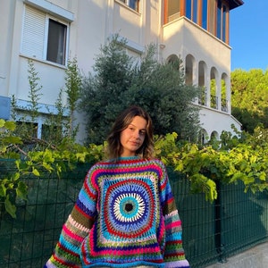 Eye Sweater, Third Eye Sweater, Oversize Sweater, Rainbow Sweater ...