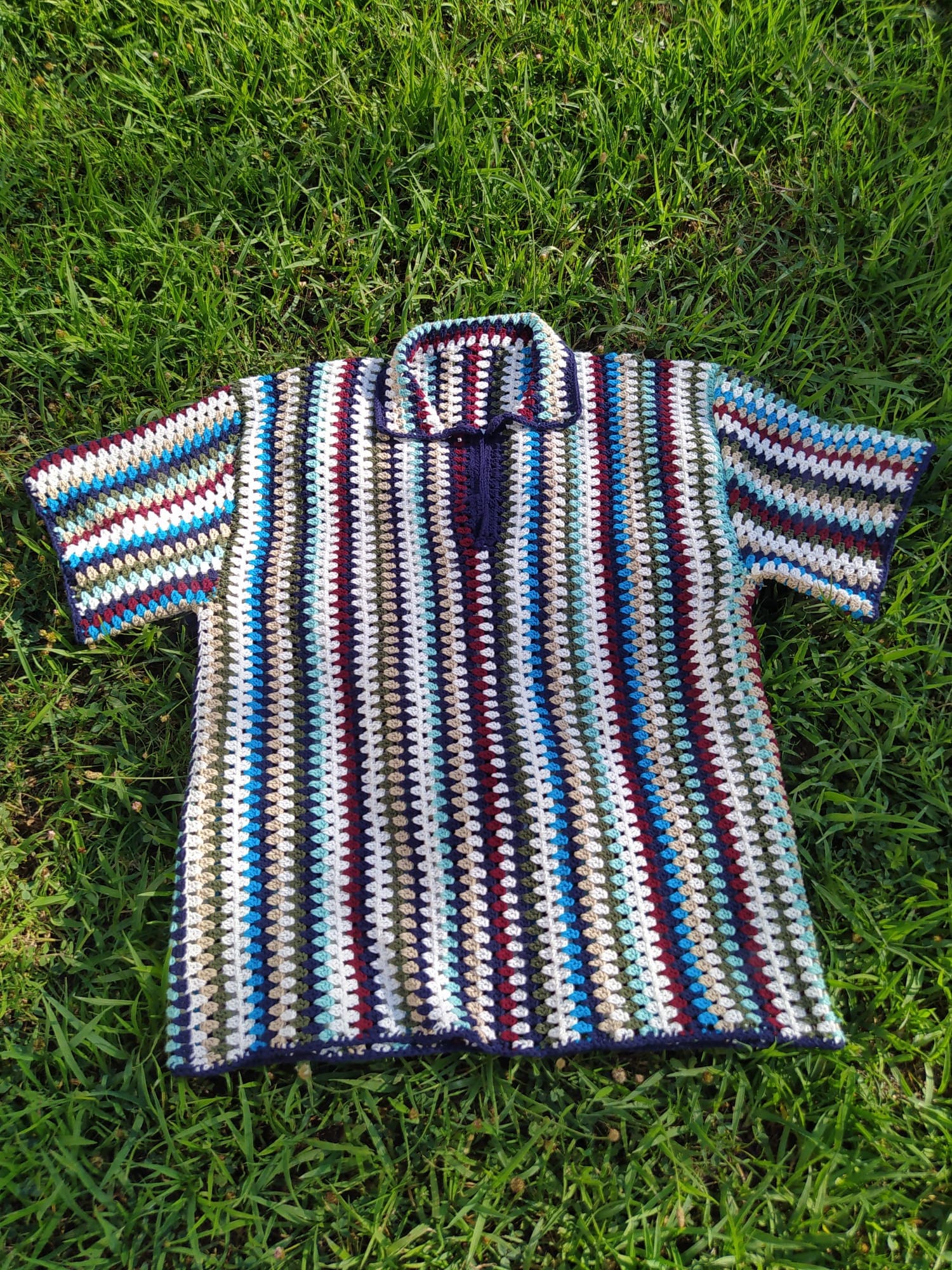 Crochet Shirt, Unisex Shirt, Crochet Overshirt, Crochet Multicolor ...