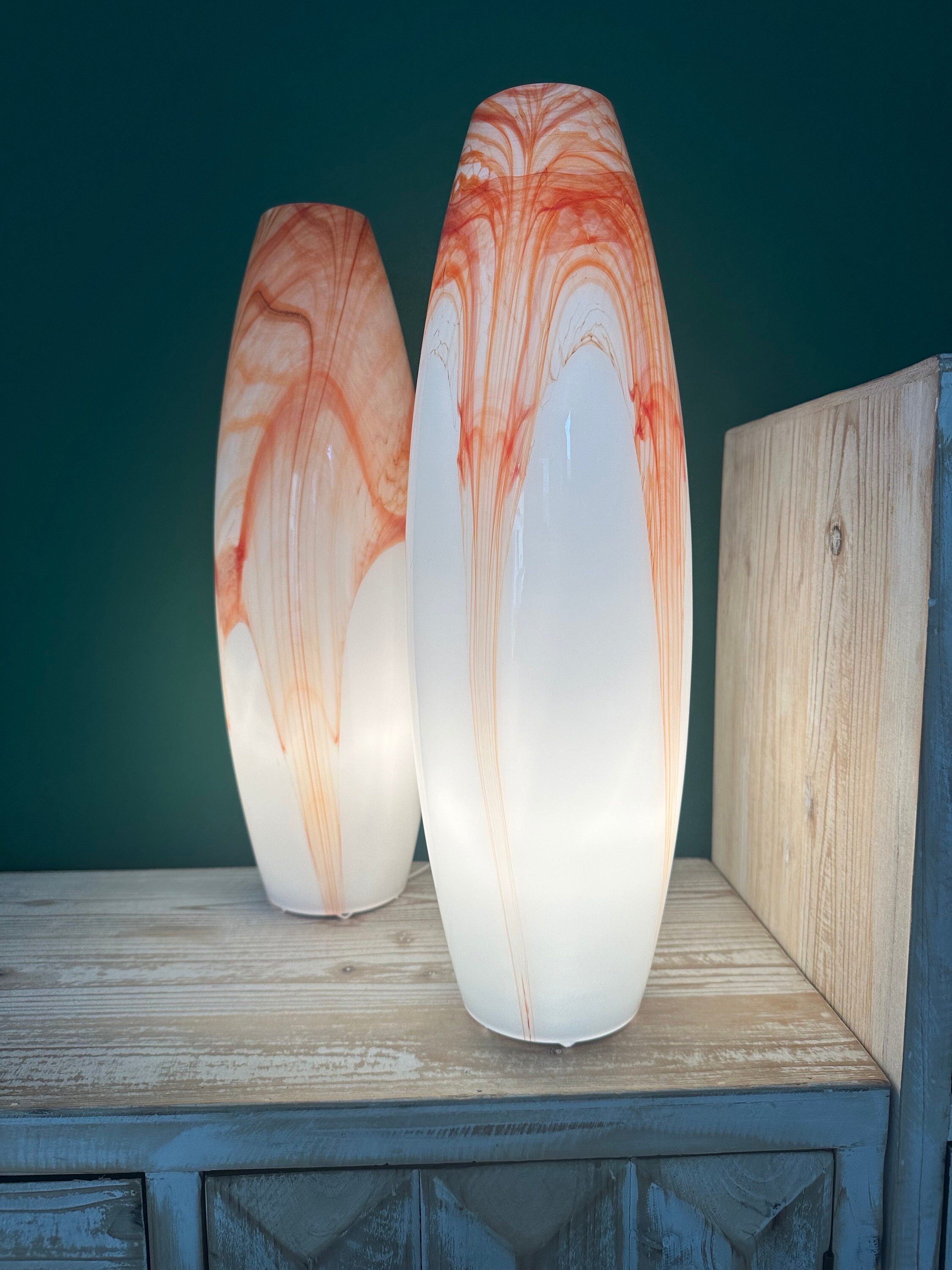 A Pair of Honsel Opaline Table Lamps/vintage Bedside Lamp/german Modern ...