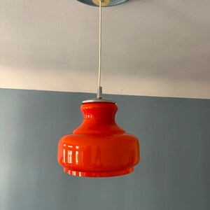 Vintage Orange Pendant Light 70s/mid Century Opaline Glass Lamp/space ...