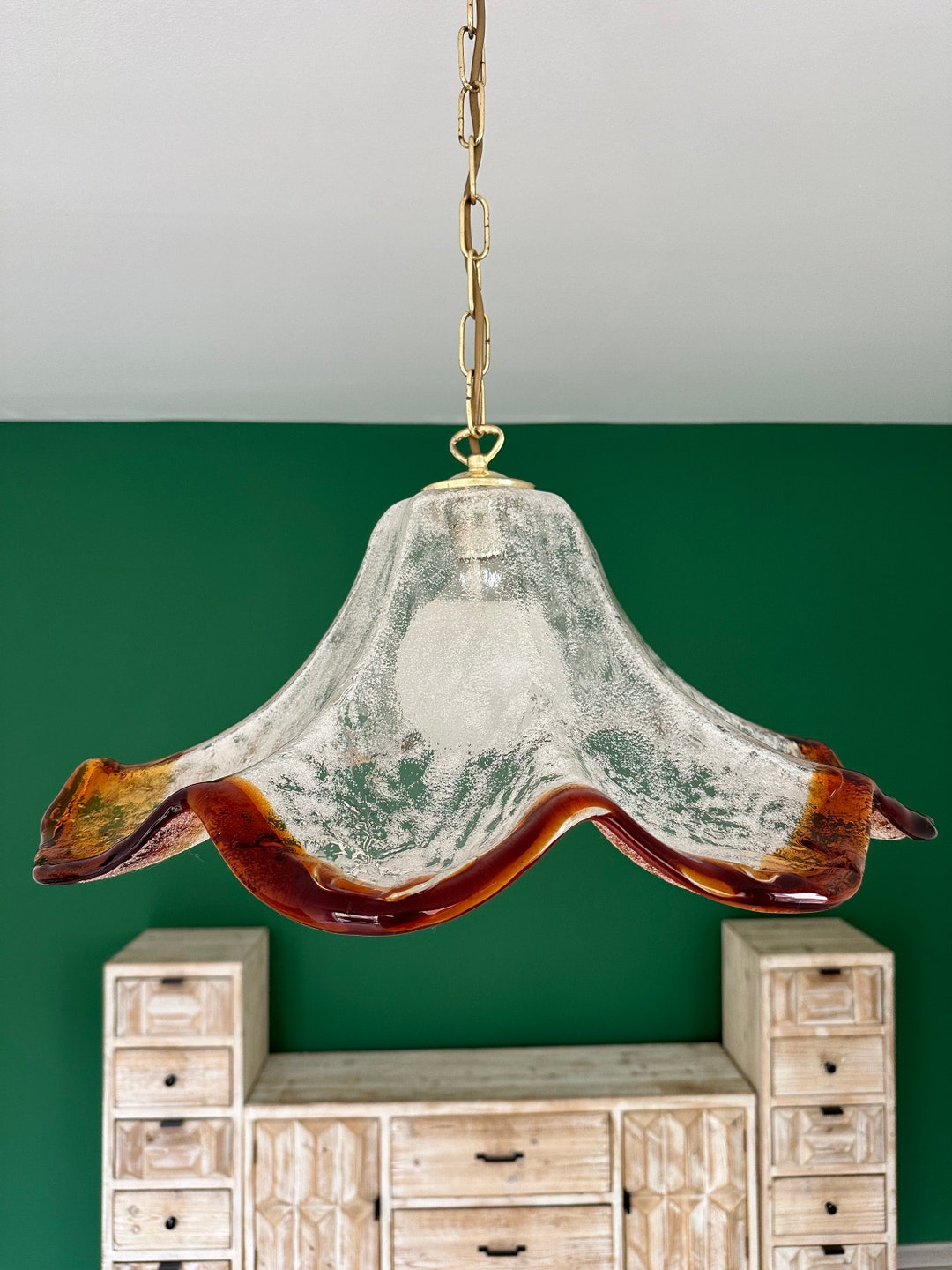 Vintage Tulip Murano Glass Ceiling Lamp/mid Century Flower Pendant ...