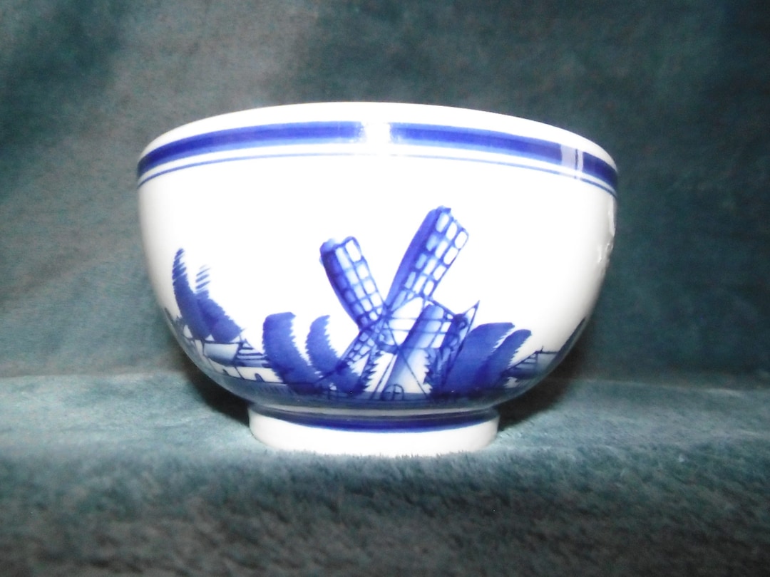 Blue and White Delft Style Bowl With Windmill Decoration - Etsy