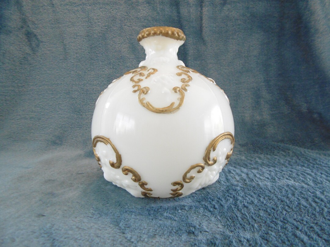 Victorian Embossed Milk Glass Decanter/vase - Etsy