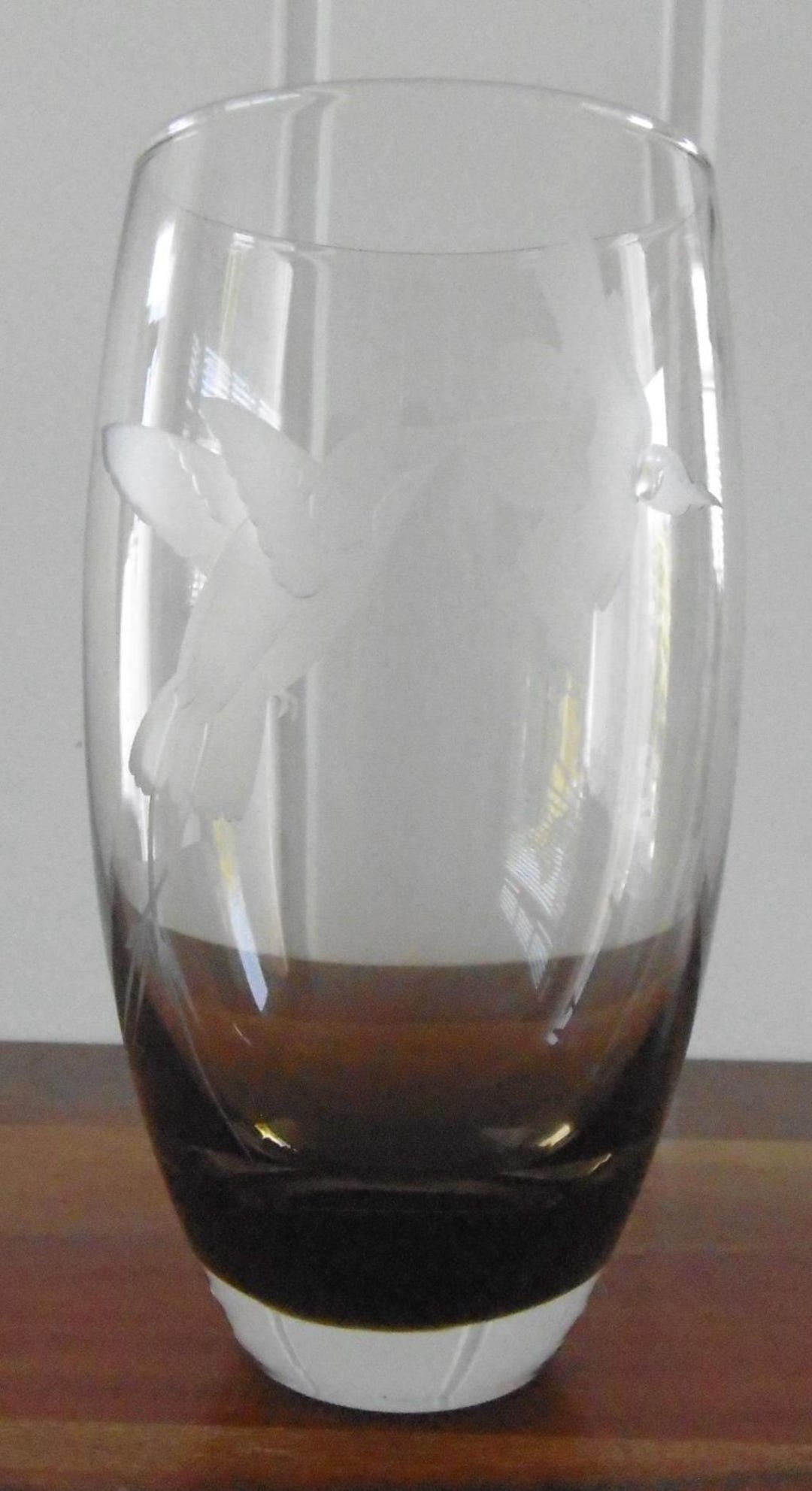 Etched Hummingbird Caithness Glass Vase - 1960s Decor - Etsy