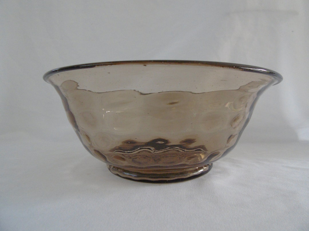 Dimpled Smoked Glass Large Bowl 1940s - Etsy