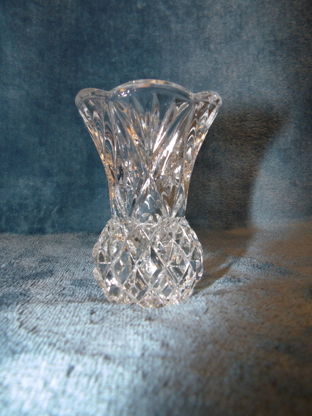 Vintage Sawtooth Cut Miniature Crystal Bud Vase - Etsy