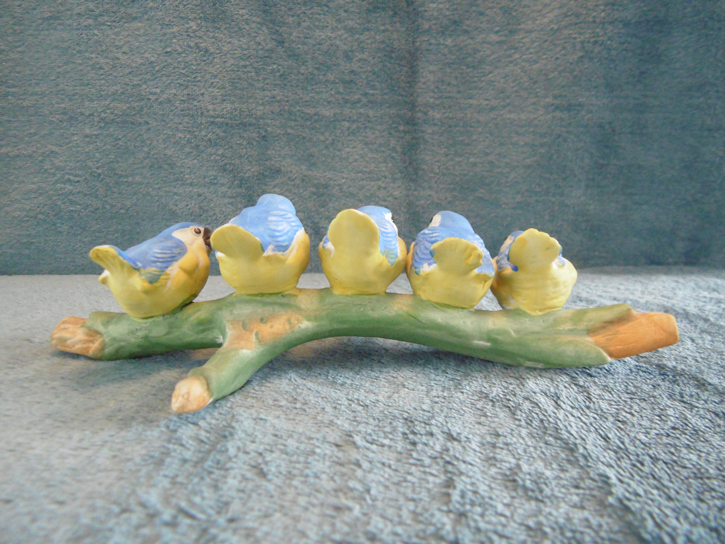Vintage 1980s Ceramic Blue Birds on Branch Figurine - Etsy