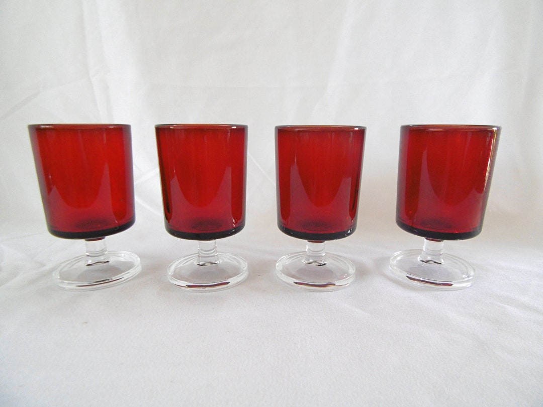 Luminarc Ruby Red Sherry Glasses X 4 1970s - Etsy