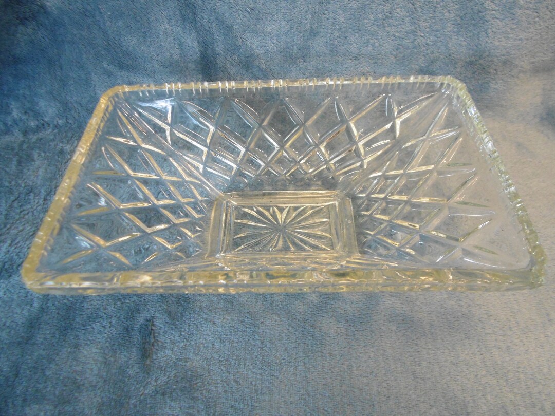 Art Deco Heavy Cut Glass Footed Fruit Bowl - Etsy