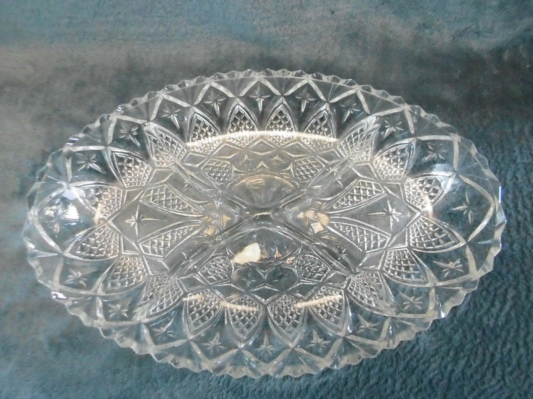 Beautiful 1950s Heavy Cut Glass Serving Tray With 4 Dividers - Etsy