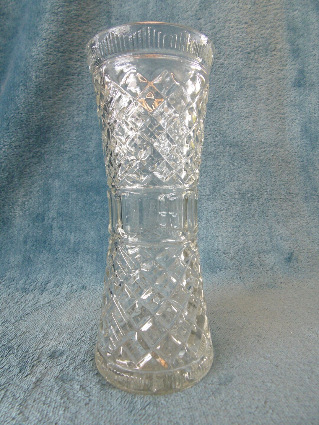 Stylish Art Deco Cut Glass Column Vase - Etsy