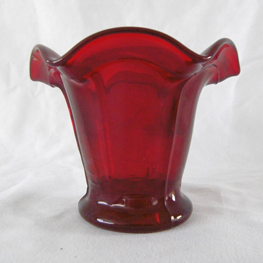 Cranberry Glass Frilly Edge Bowl 1930s - Etsy
