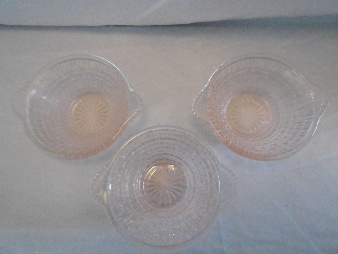 3 Pretty Pink Pressed Glass Bowls - 1930s - Etsy