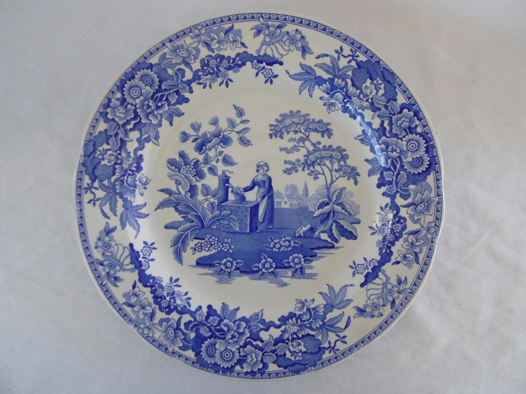 The Spode Blue Room Collection - Girl at Well Plate 1990s - Etsy