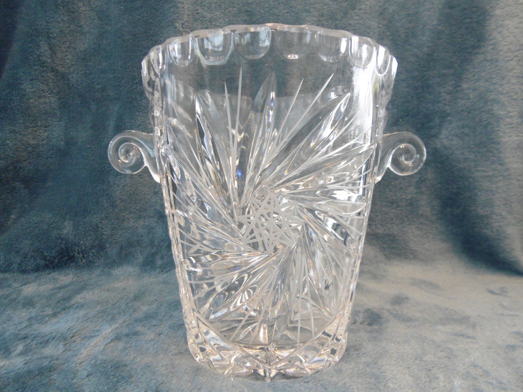 Czech Heavy Cut Crystal Ice Bucket With Pinwheel Design - Etsy