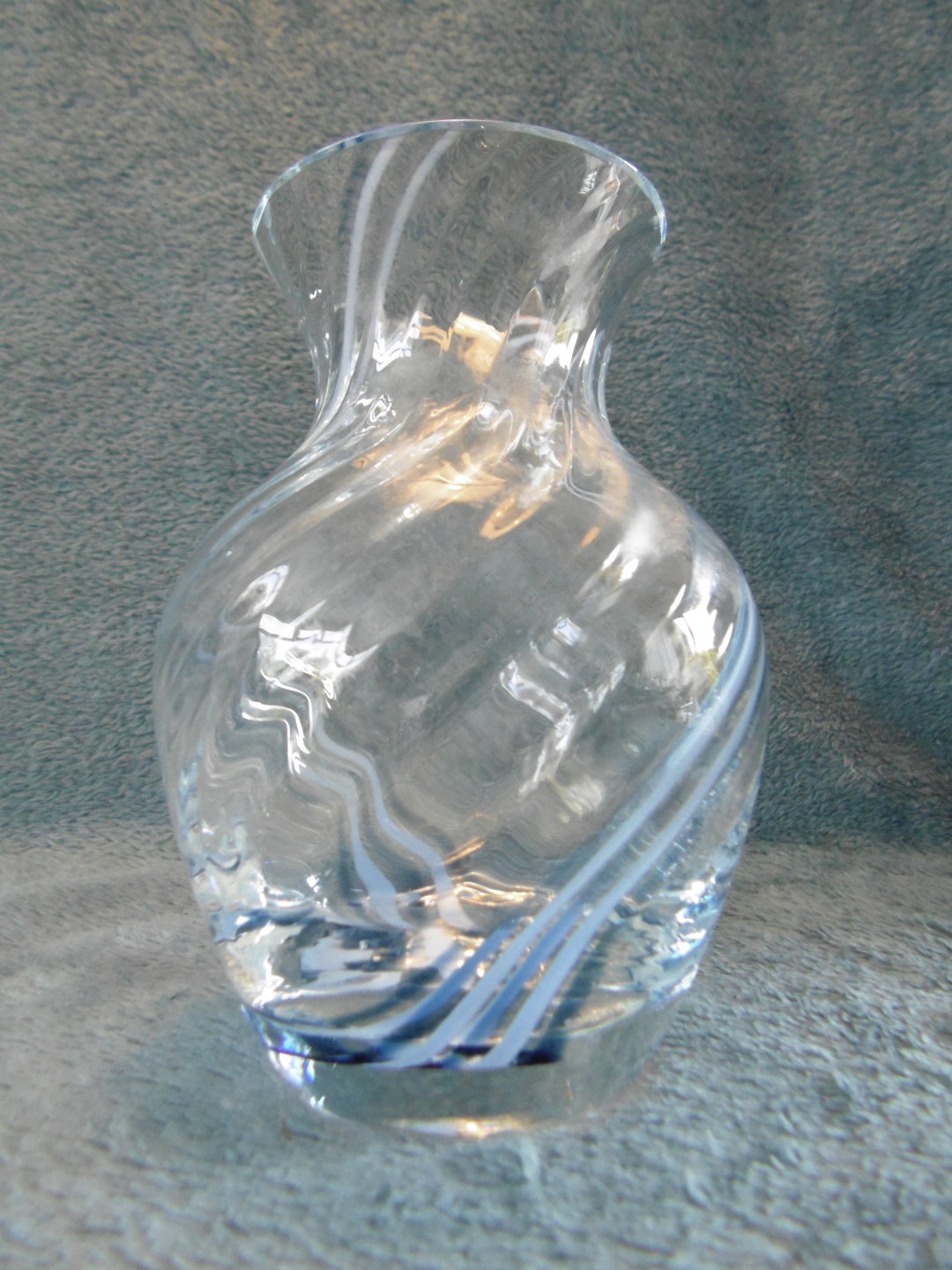 Beautiful Caithness Blue and Clear Glass Swirl Design Vase - 1970s - Etsy