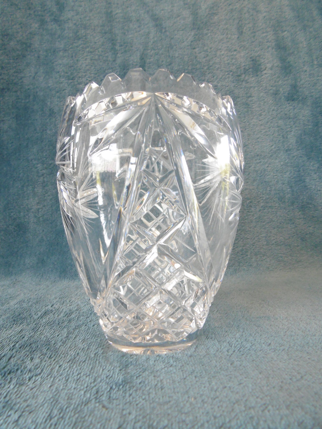 Beautiful Pinwheel Heavy Cut Crystal Vase - 1940s - Etsy Canada