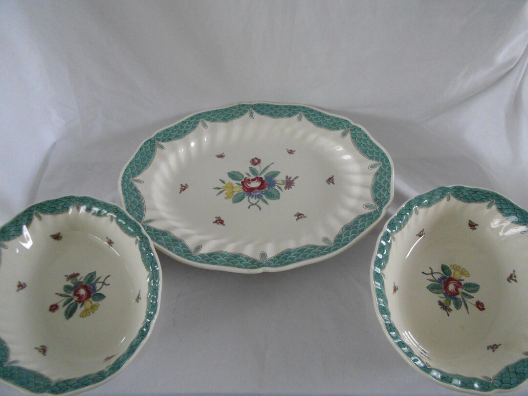 Royal Doulton Lowestoft Bouquet D6023 Platter and Serving Dishes 1940s ...