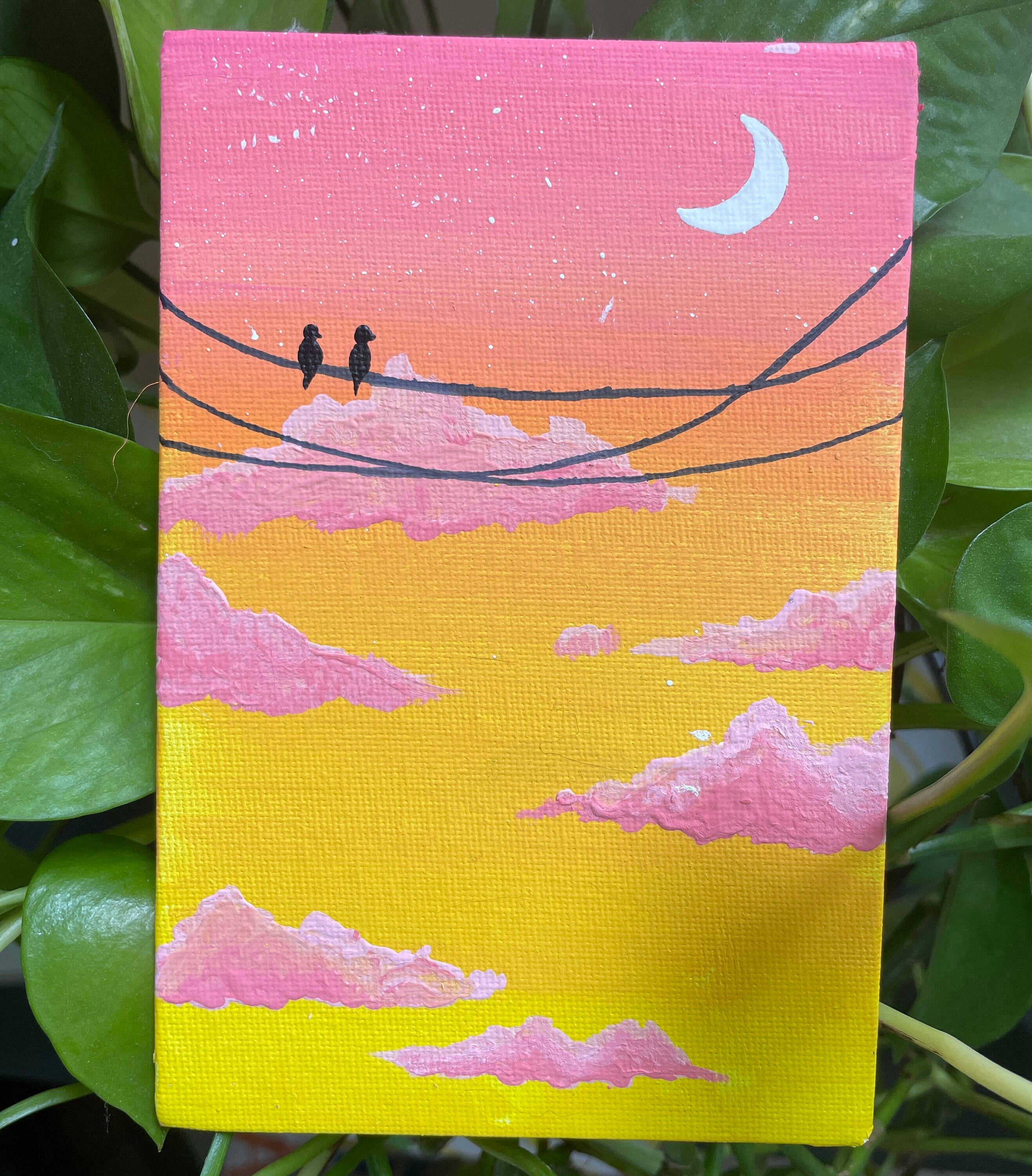 Sunset Painting Original Pink and Yellow Painting Handmade Painting ...