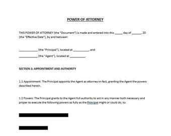 Power of Attorney Template - Etsy