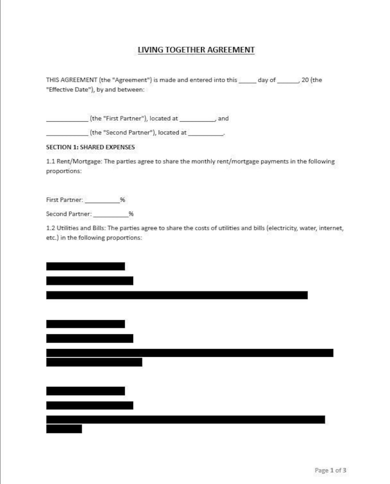 Living Together Agreement - Template - Etsy