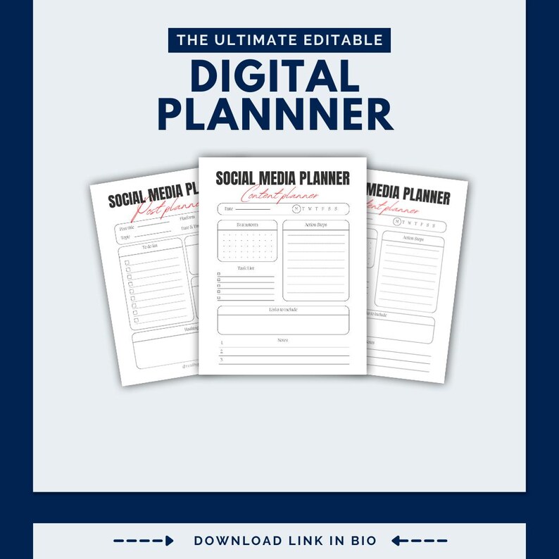 Modern Social Media Post Planner, A4 Downloadable Template for ...