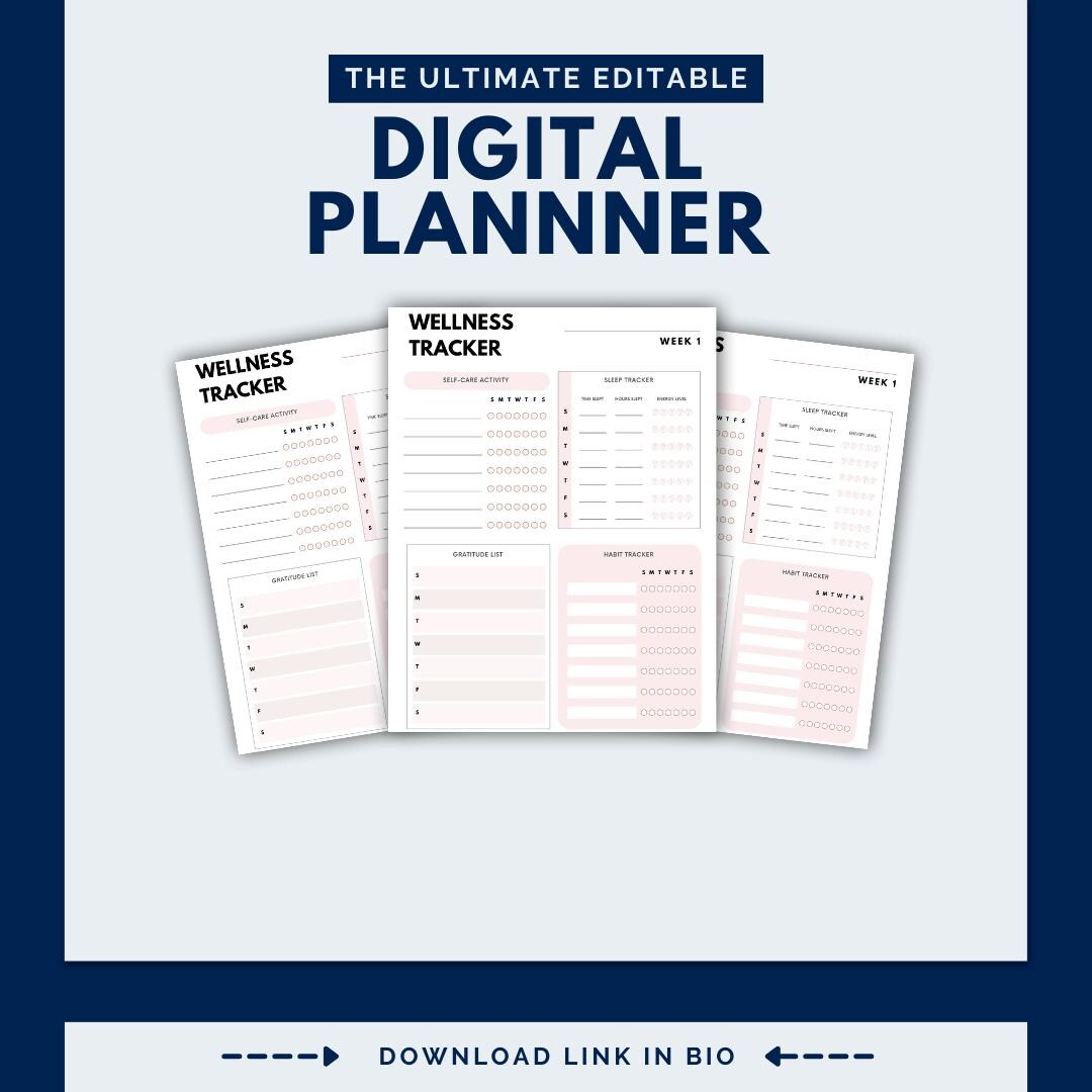 Editable Minimalist Weekly Wellness Planner, A4 Simple Health Tracker ...