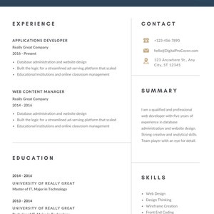 Blue Creative CV Resume Template, Modern Design, Professional CV, Job ...