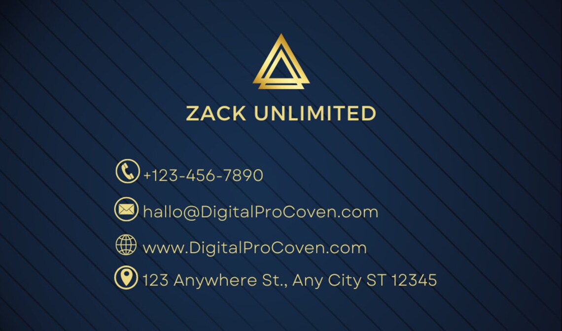 Navy Gold Business Card Design Template, Editable Company Card ...