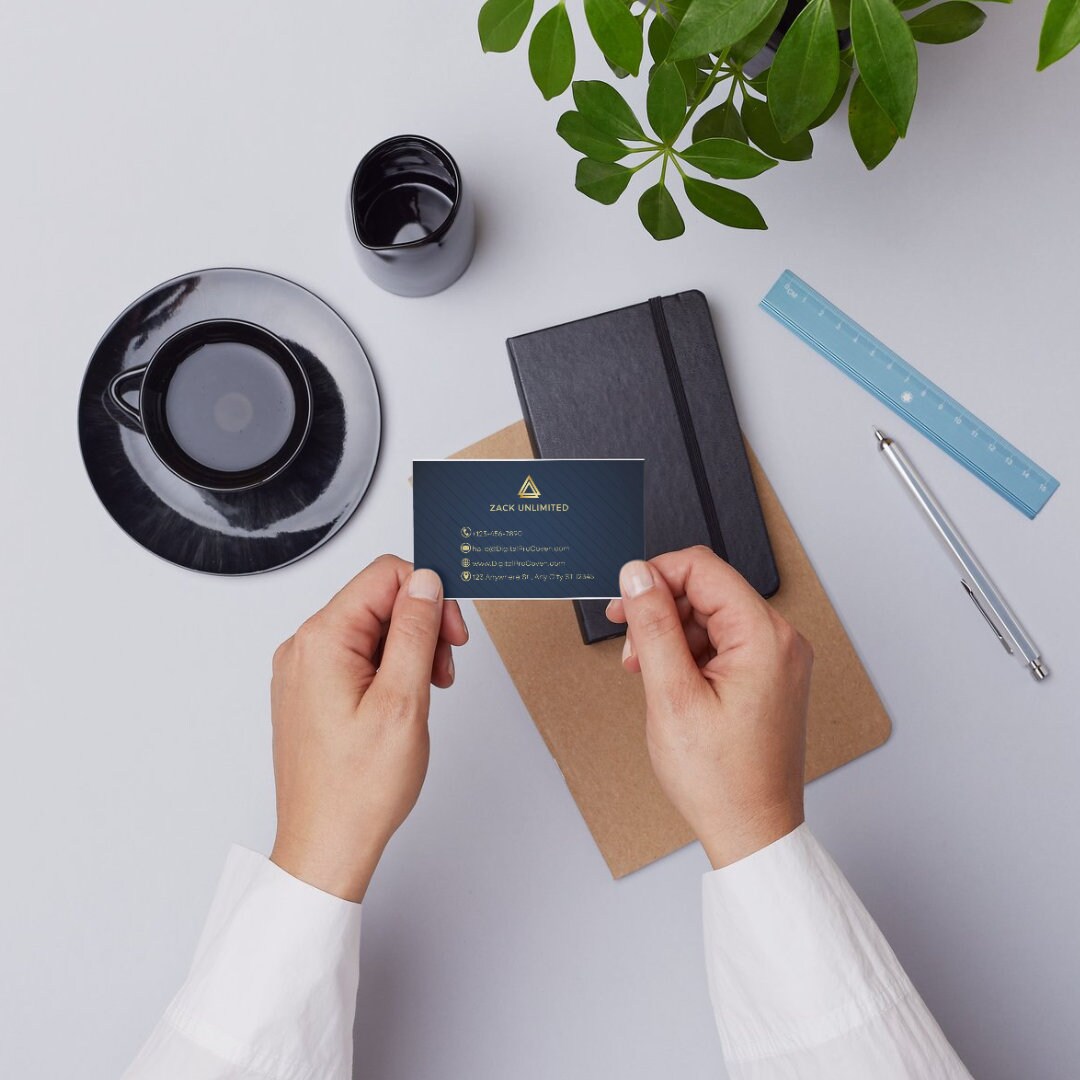 Navy Gold Business Card Design Template, Editable Company Card ...