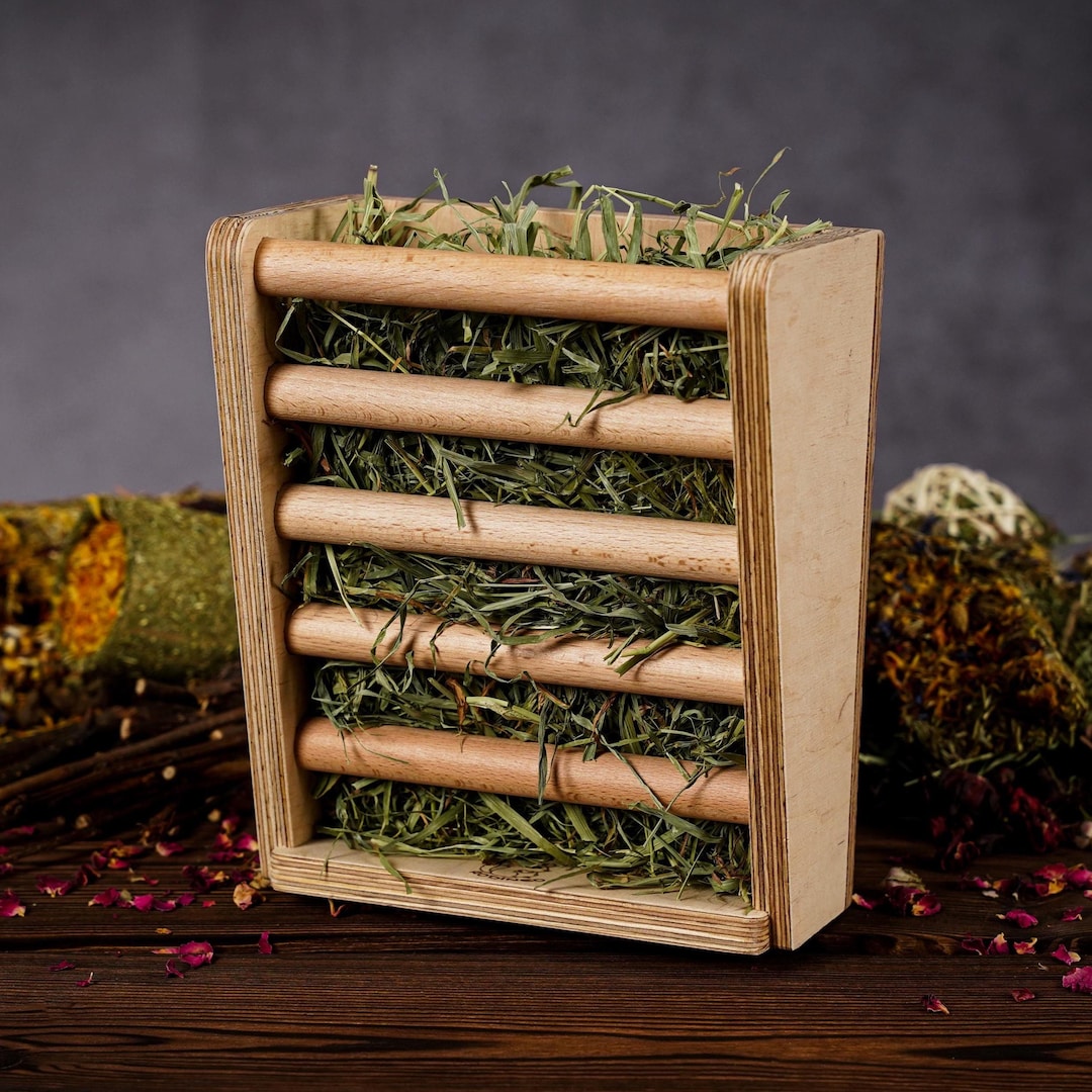 Wood Hay Feeder for Chinchilla & Degu - Hay Rack and Herb for Small ...