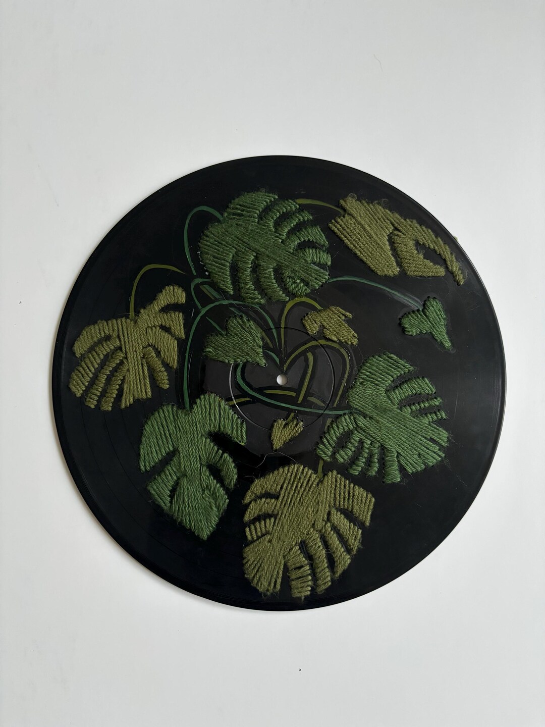 Vinyl Record Art Monstera Embroidery - Etsy