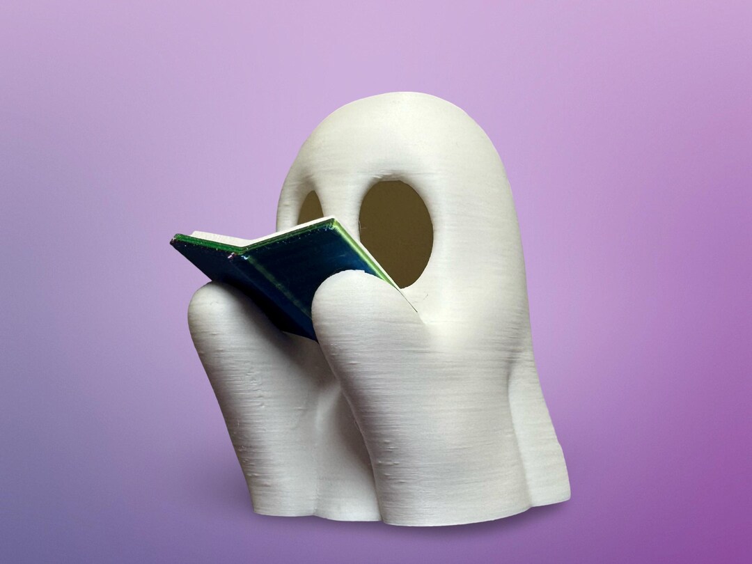 Bookshelf Tea Light 3D Printed Reading Ghost. Bookish Gift. Book Lover ...