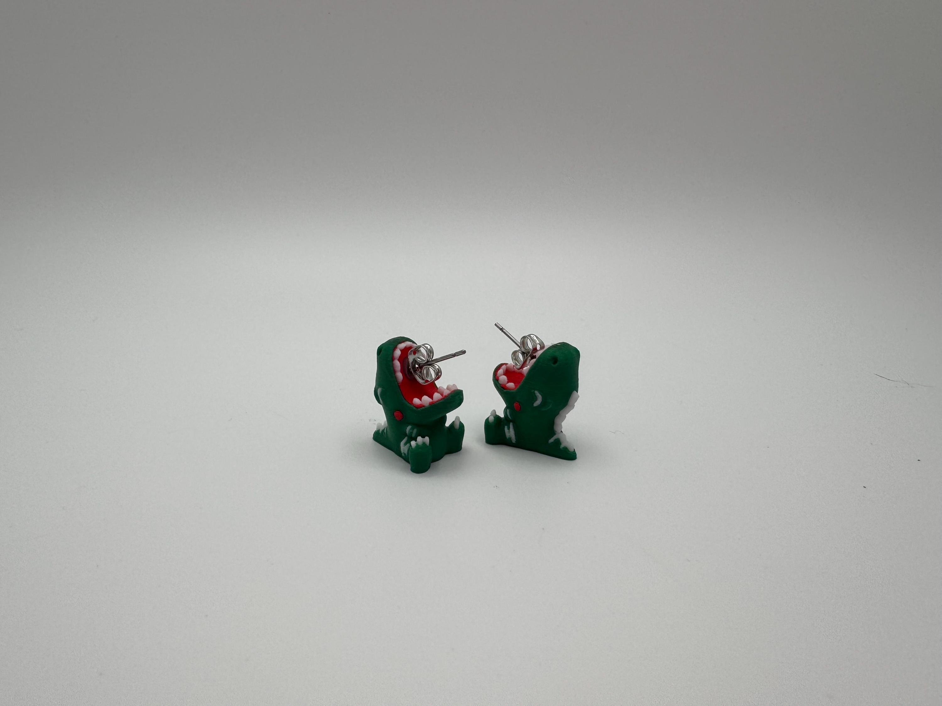 3D Printed T-rex Ear Biter Earrings – Quirky and Fun Dinosaur Jewelry ...