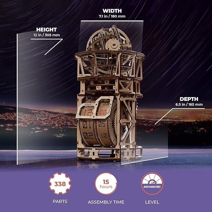 Tourbillon Table Clock Stargazer DIY 3D Mechanical Wooden Model Kit ...
