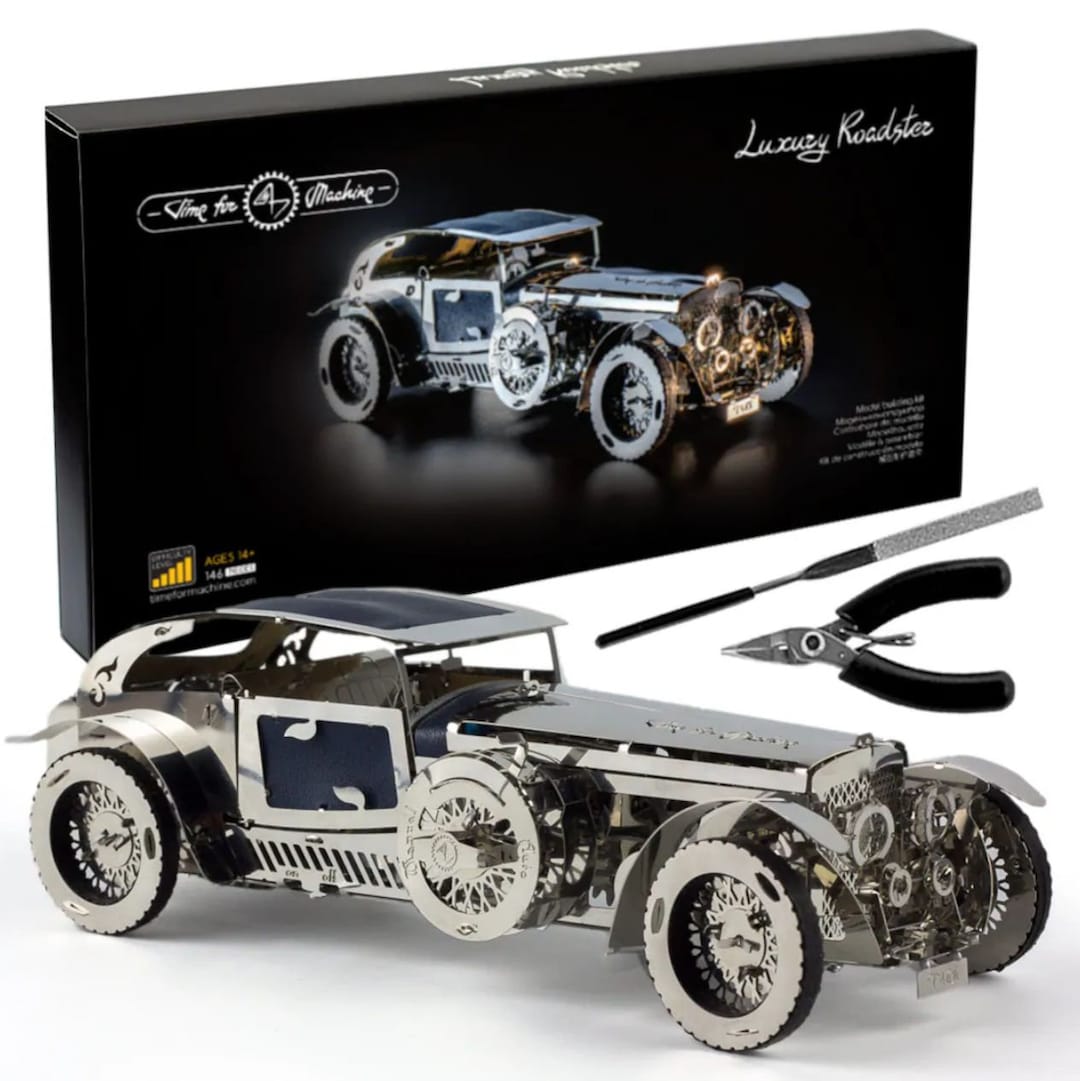 Luxury Roadster 3D Metal Kit Luxury Roadster, Movable Retro Car Model ...